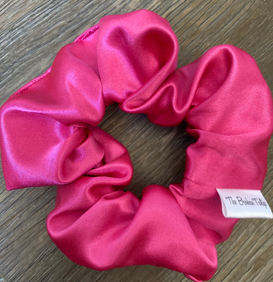 Beautiful Hot Pink Satin Scrunchies Hair Ties Formal - Etsy