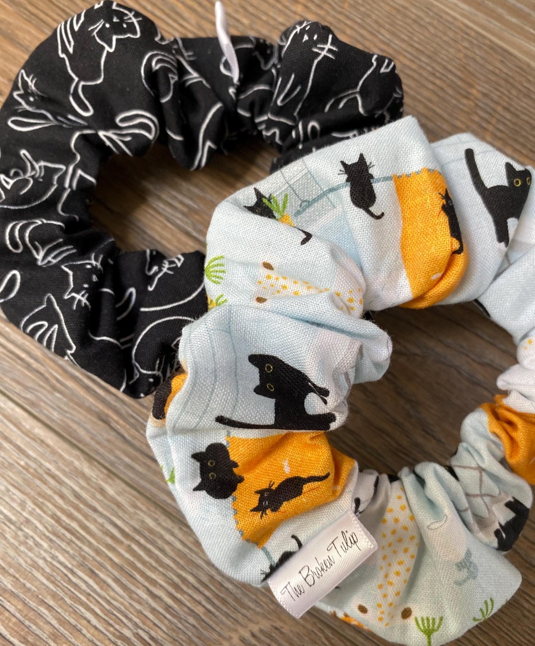 Cat Lover Scrunchies Black White Cat Silhouette Fancy Feline I Love ...