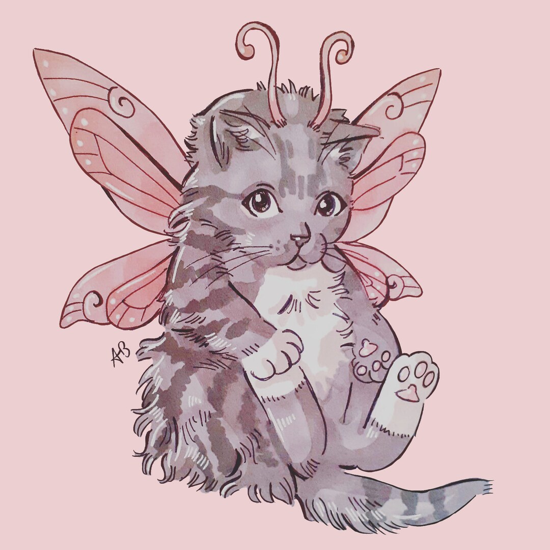 Fairy Kitty Art Print 148mm X 148mm - Etsy UK