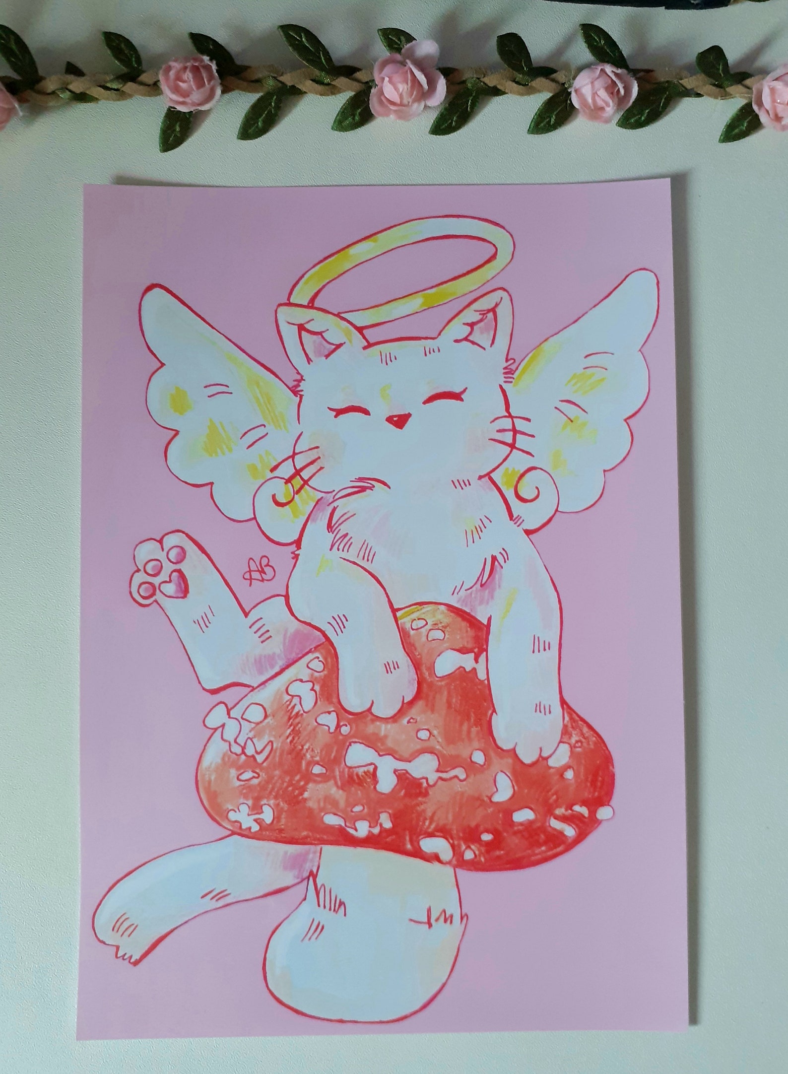 Angel Kitty Art Print A5 210mm X 148mm - Etsy UK