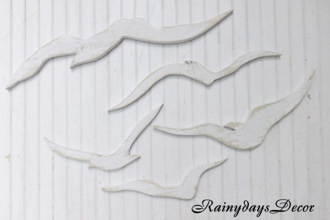 Solid Color Seagulls / Wood Seagull / Wall Seagulls / Coastal | Etsy