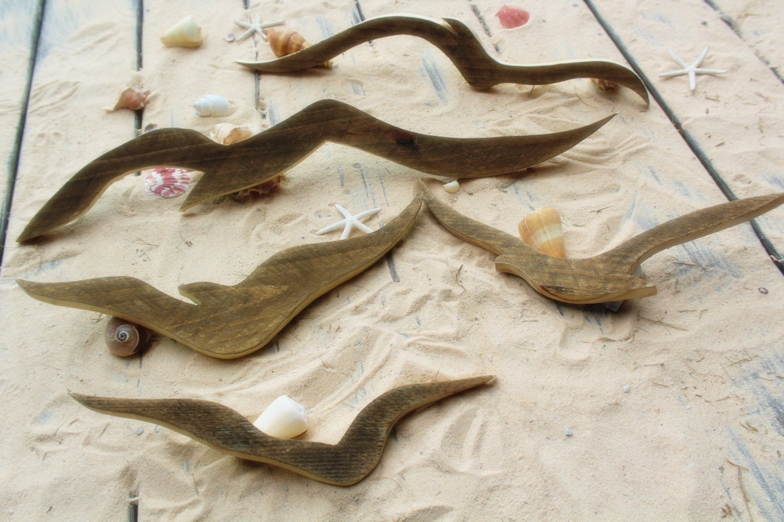 Solid Color Seagulls / Wood Seagull / Wall Seagulls / Coastal - Etsy
