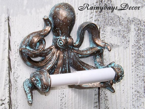 Octopus Toilet Paper Holderbeach Bathroom Nautical Octopus - Etsy