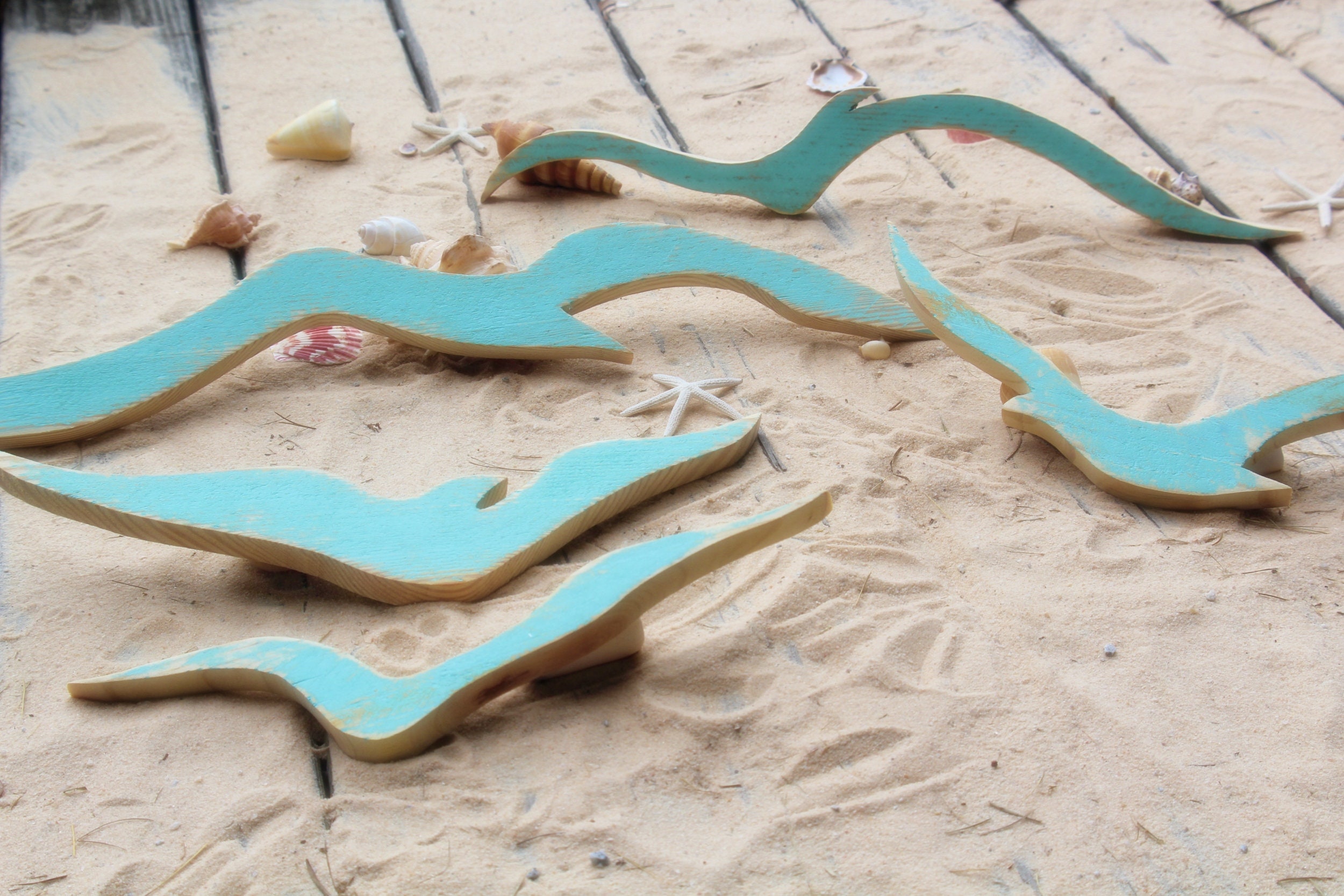 Solid Color Seagulls / Wood Seagull / Wall Seagulls / Coastal - Etsy
