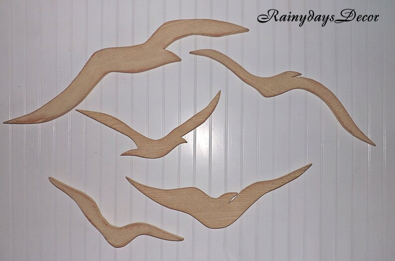 Solid Color Seagulls / Wood Seagull / Wall Seagulls / Coastal - Etsy