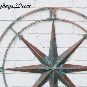 Compass Wall Decor, Nautical Wall Decor, Patina, Rose Compass, Living ...