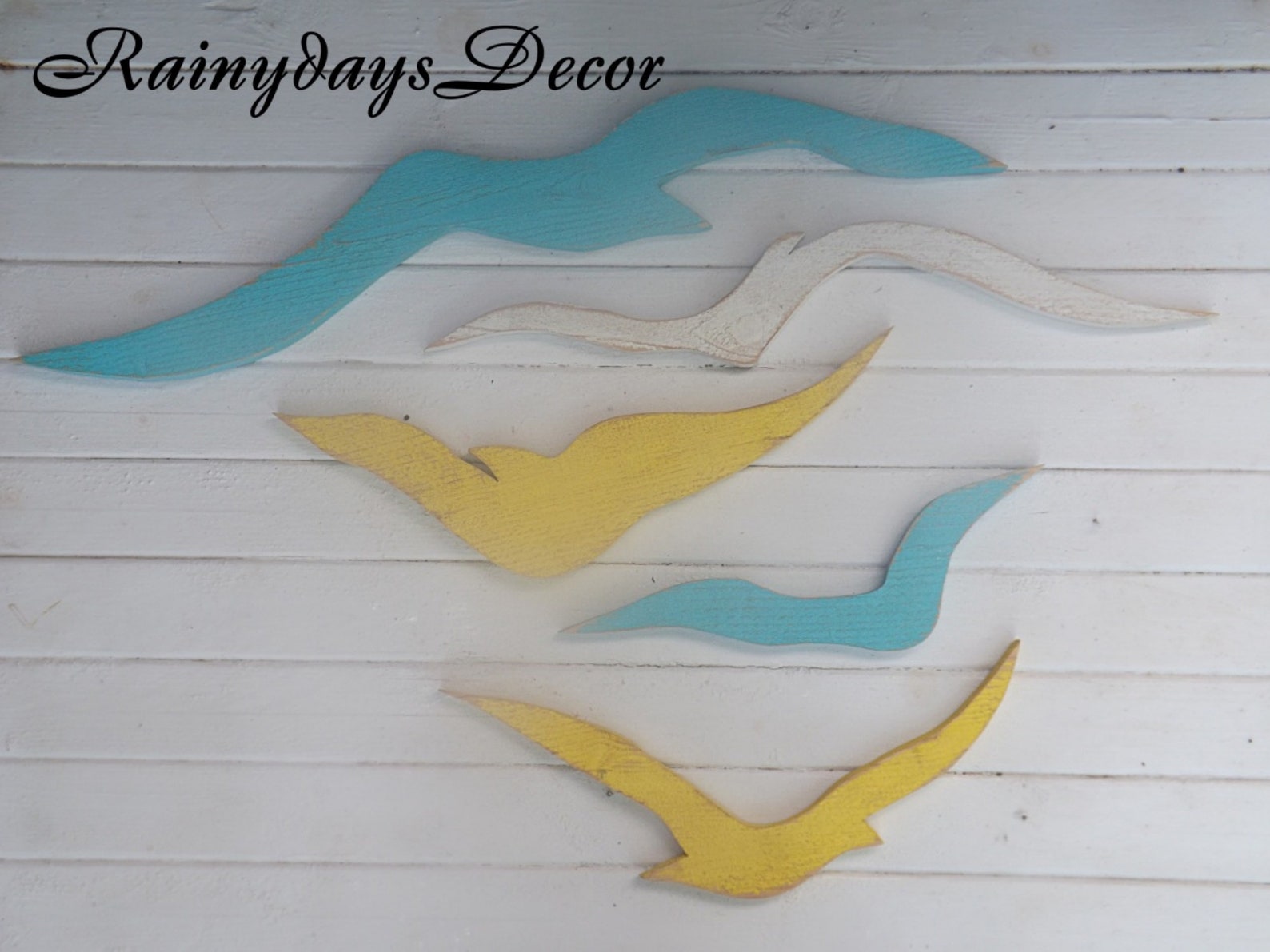 Multi Color Seagulls / Wood Seagull / Wall Seagulls / Coastal Wall ...