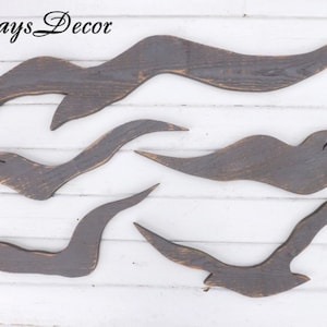 Solid Color Seagulls / Wood Seagull / Wall Seagulls / Coastal Wall ...