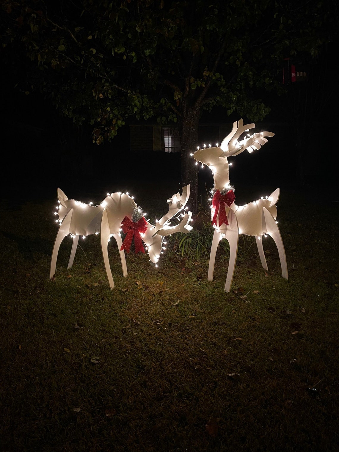 Wood Reindeer Lawn Set , Deer Cut Out Yard Decoration, Large Wood ...