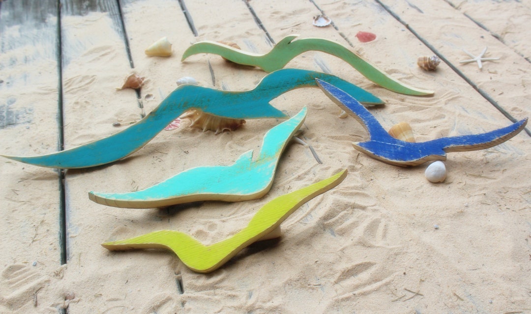 Multi Color Seagulls / Wood Seagull / Wall Seagulls / Coastal Wall ...