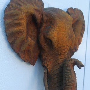 Rustic Elephant Head Wall Mount - Faux Taxidermy Décor With Vintage ...