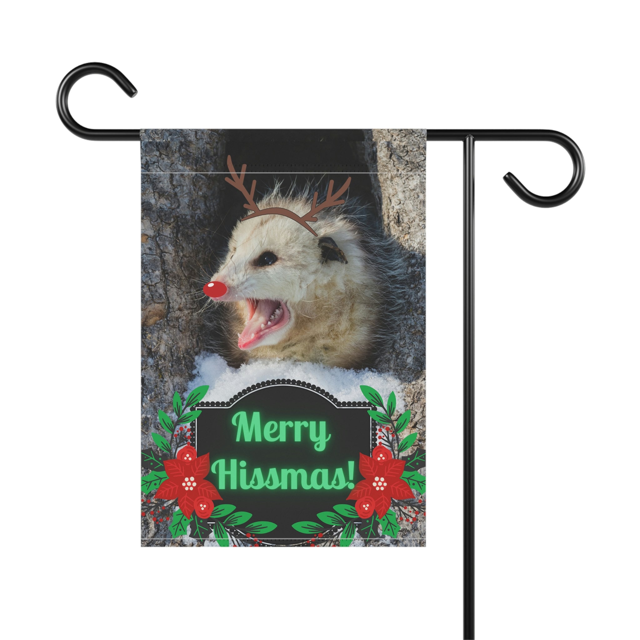 Merry Hissmas, Funny Opossum Lover, Christmas Garden Flag & House ...