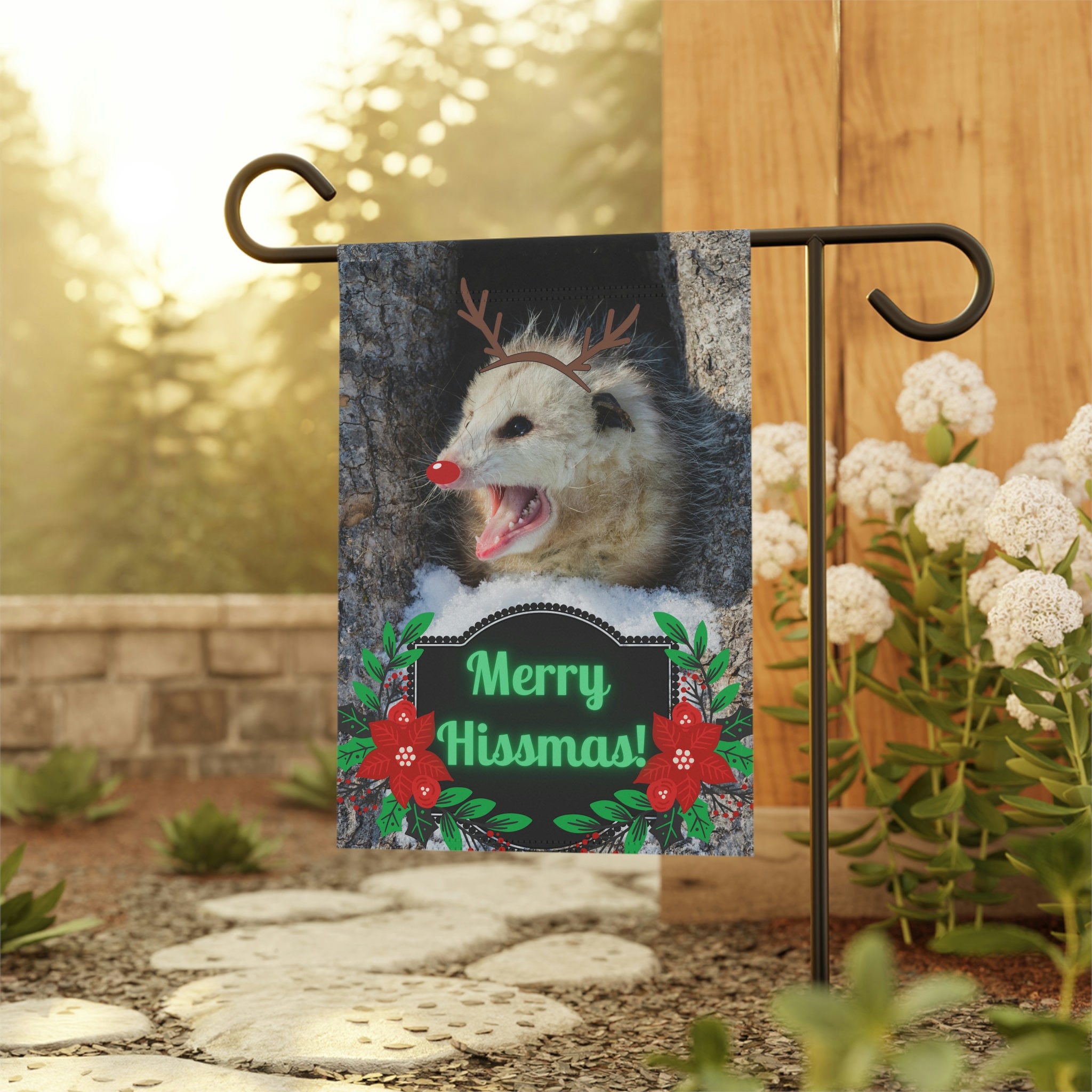 Merry Hissmas, Funny Opossum Lover, Christmas Garden Flag & House ...