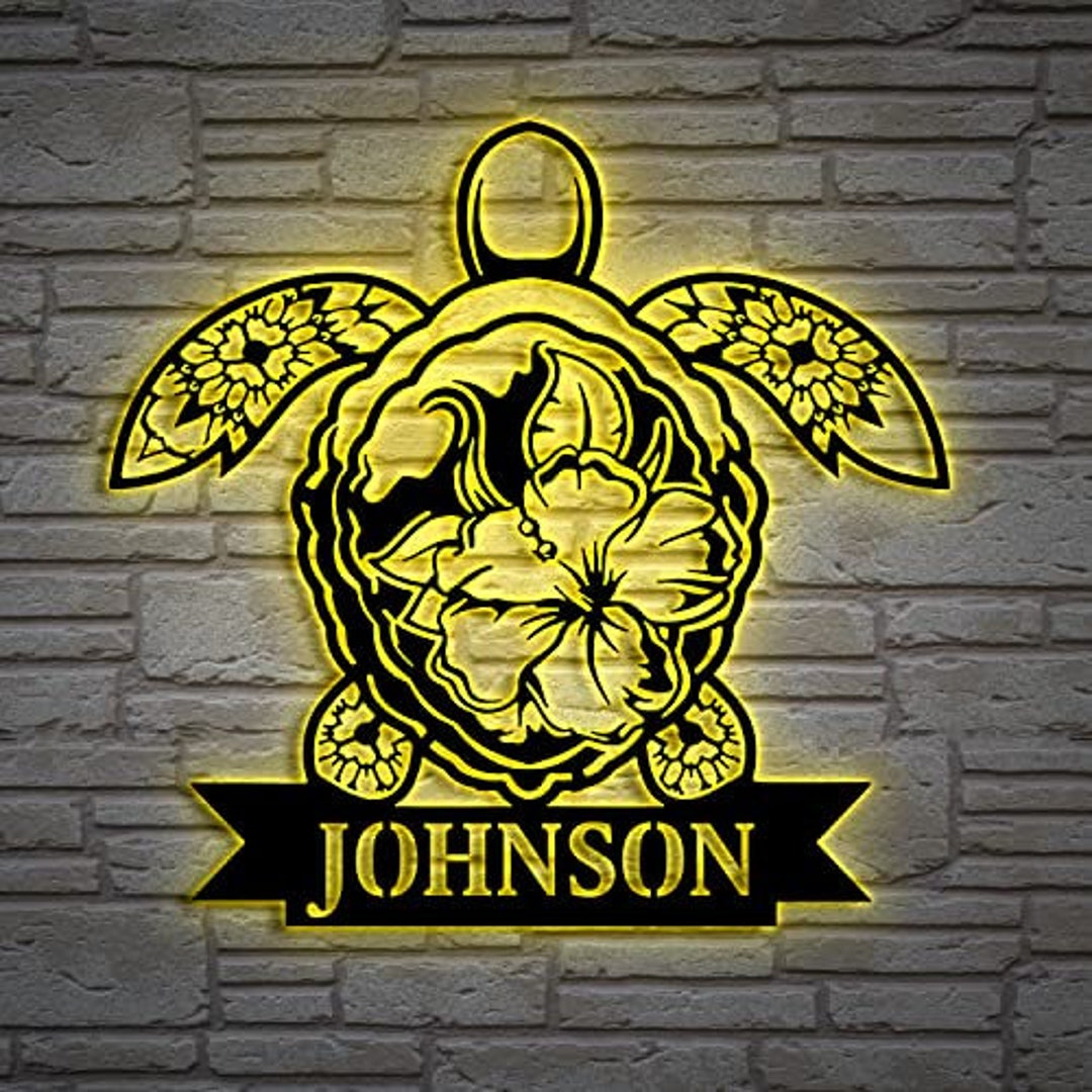Custom Mandala Sea Turtle Metal Sign LED Light Marine Turtle - Etsy