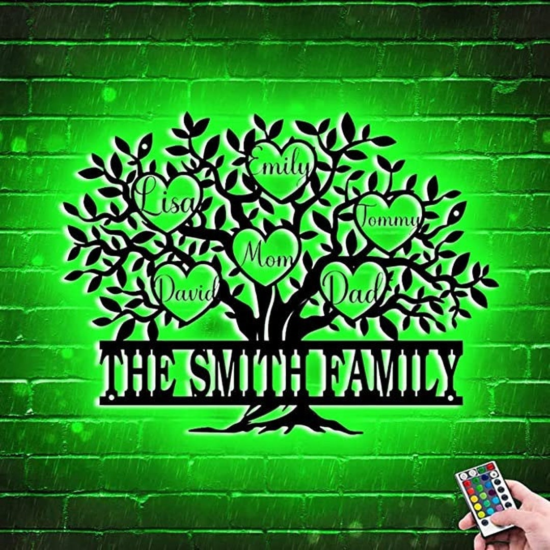 Personalized Family Tree Metal Sign Custom Tree of Life Heart - Etsy
