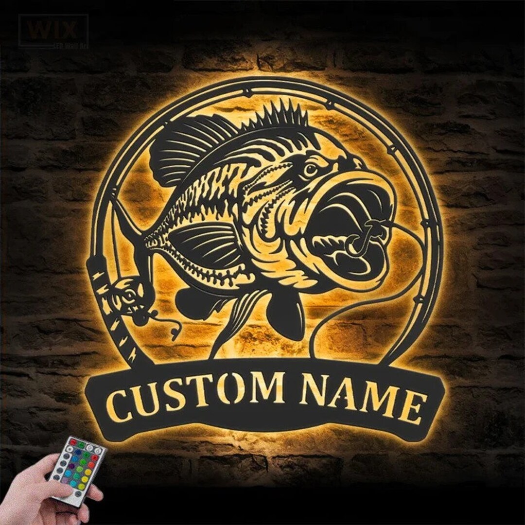 Personalized Largemouth Bass Fishing Metal Wall Signs With RGB - Etsy