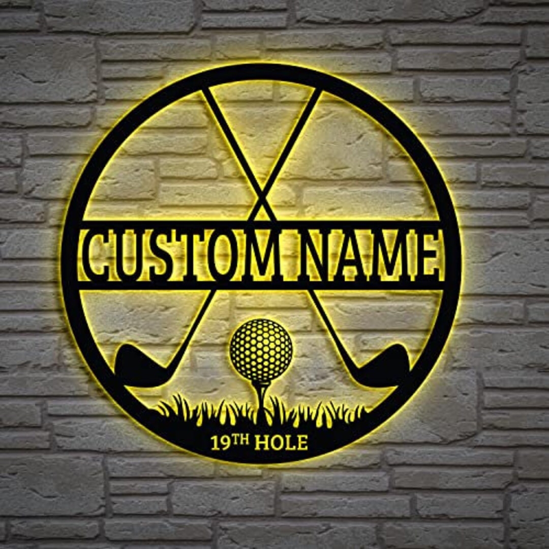 Personalized Golf Metal Sign LED Light Personalized Golf Wall - Etsy