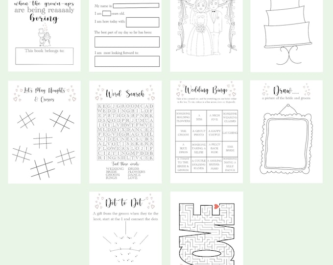 Printable Wedding Activity Book Digital Download Kids | Etsy