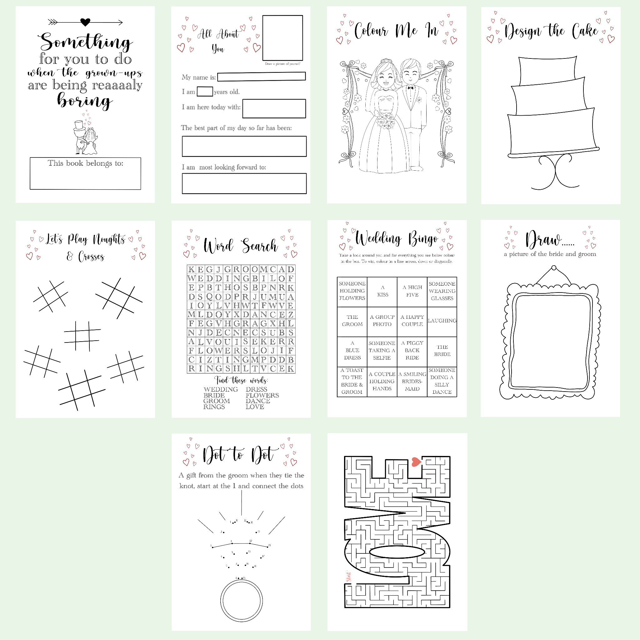 Wedding Activity Book Printable