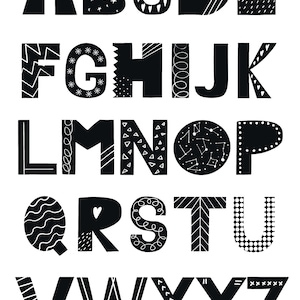 Alphabet Poster | Mono Alphabet Print | Education | Kids Wall Art ...