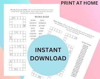 Bible Fill in the Blank, Bible Crossword, Printable Bible Game, Bible ...