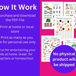Pre-k Math Workbook, Homeschool Addition, Counting Worksheet (PDF) - Etsy