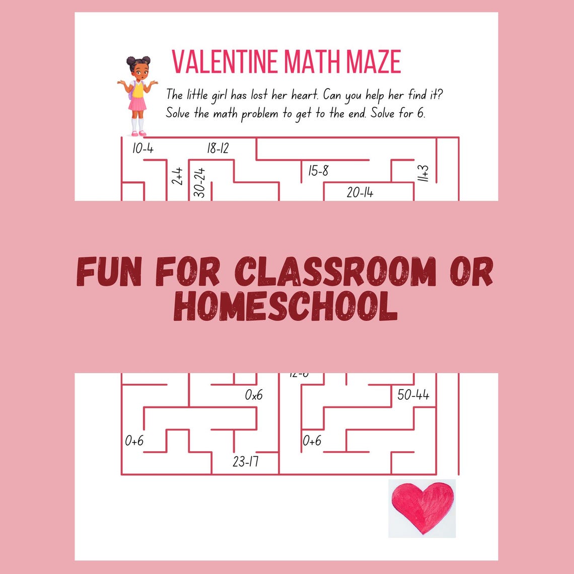 Valentine Math Maze, Valentine Printable Games Kids Valentine Games ...