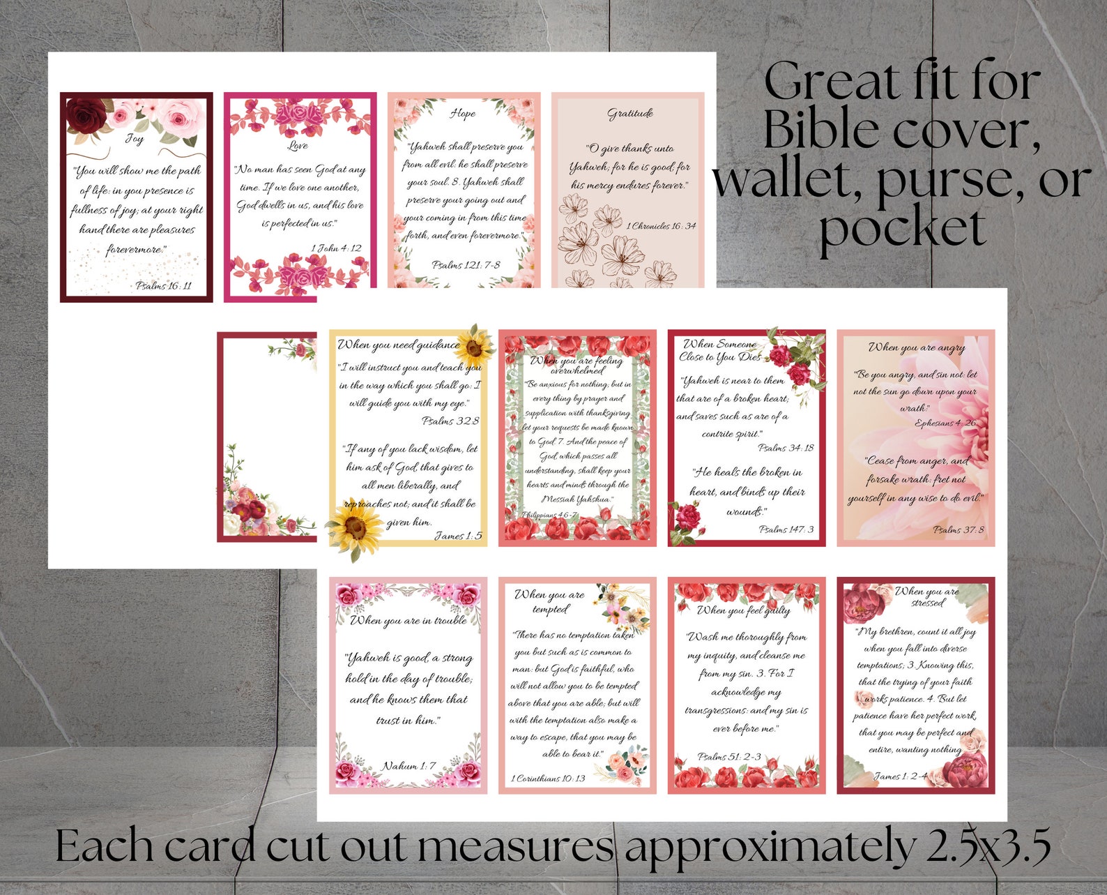 55 Printable Scripture Cards, Mini Scripture Cards, Printable Prayer ...