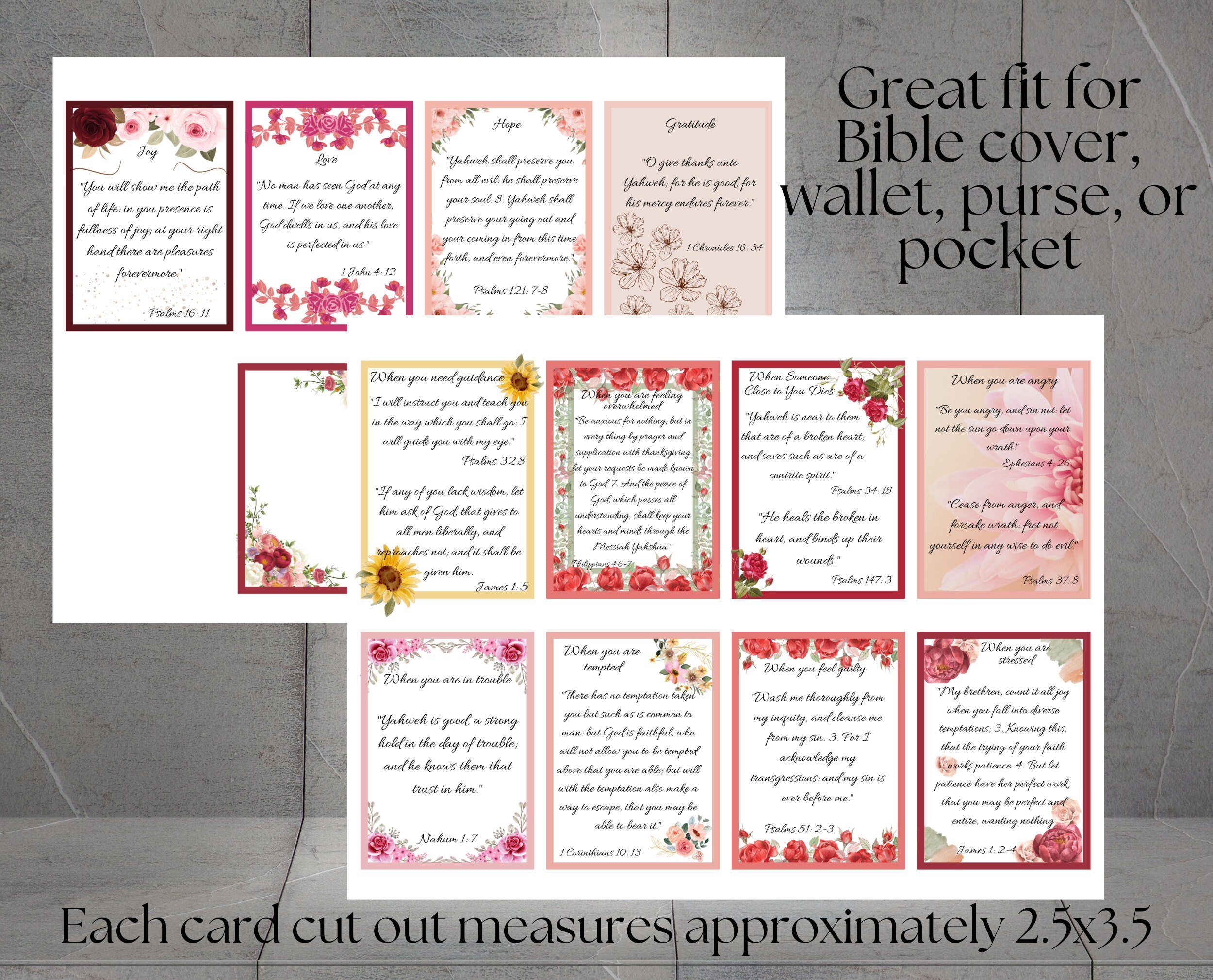 55 Printable Scripture Cards, Mini Scripture Cards, Printable Prayer ...