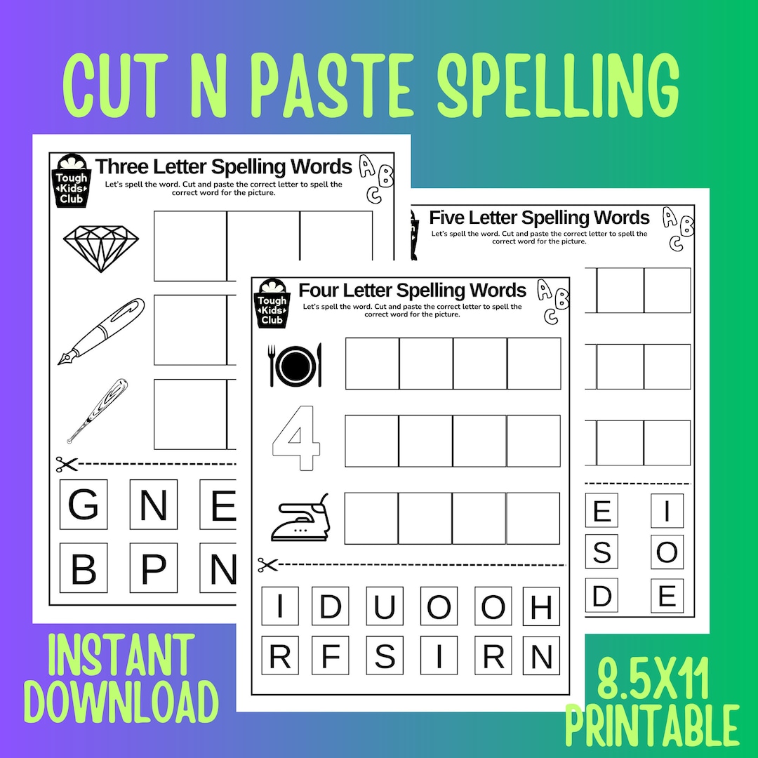 Cut and Paste Spelling Worksheets, Cut and Paste Spelling Words ...