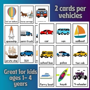 Vehicle Matching Cards, Matching Game for Kids, Toddler Matching ...