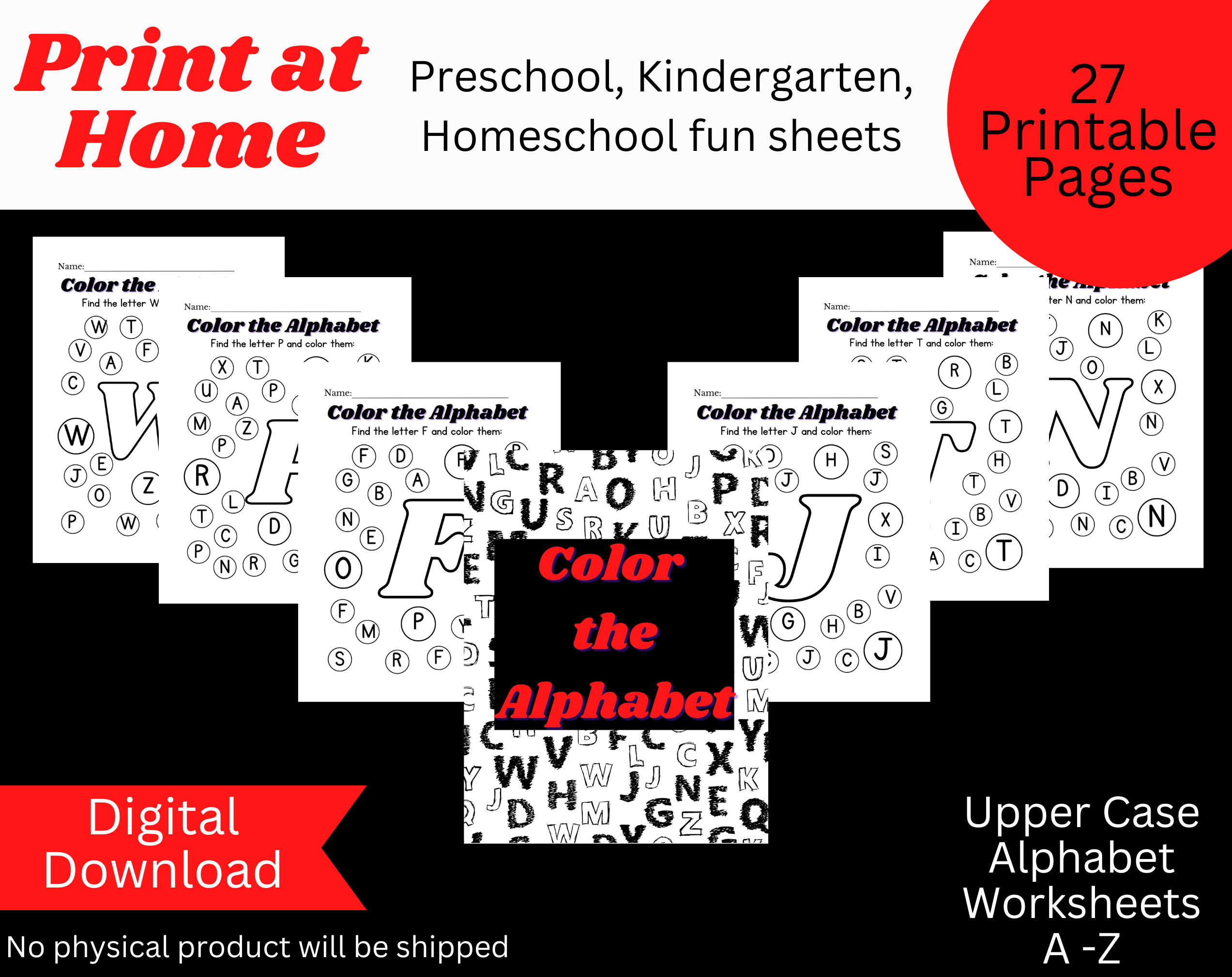 Alphabet Coloring Pages, 26 Printable Worksheets (PDF Pattern) - Etsy