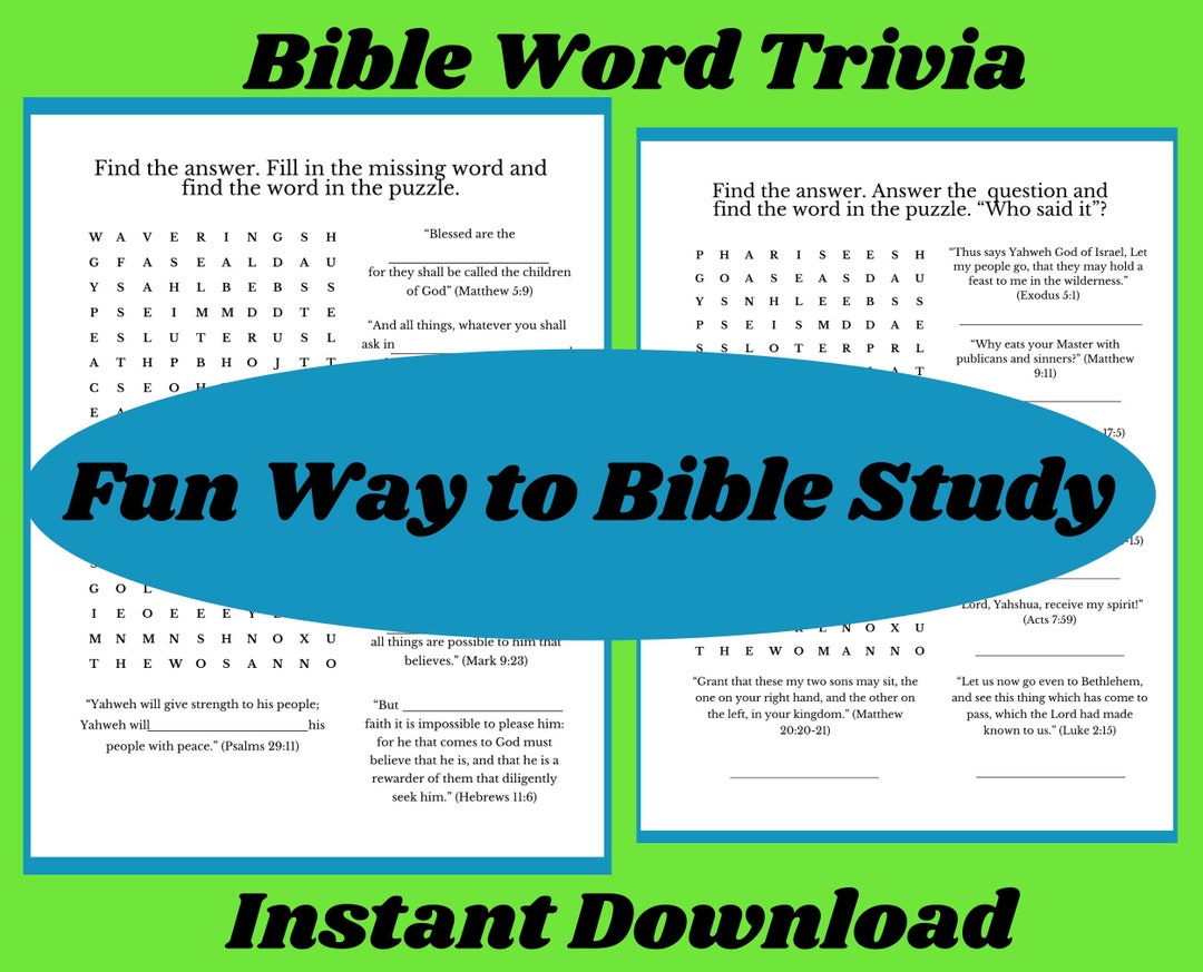 Bible Trivia Game, Printable Word Puzzles (digital Download) - Etsy