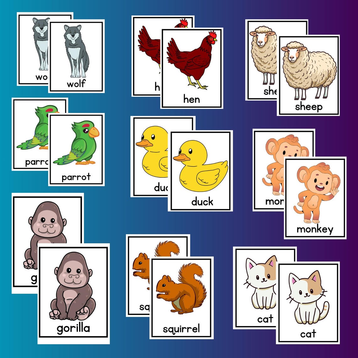 Animal Matching Game for Kids, Memory Matching Game, Educational Game ...