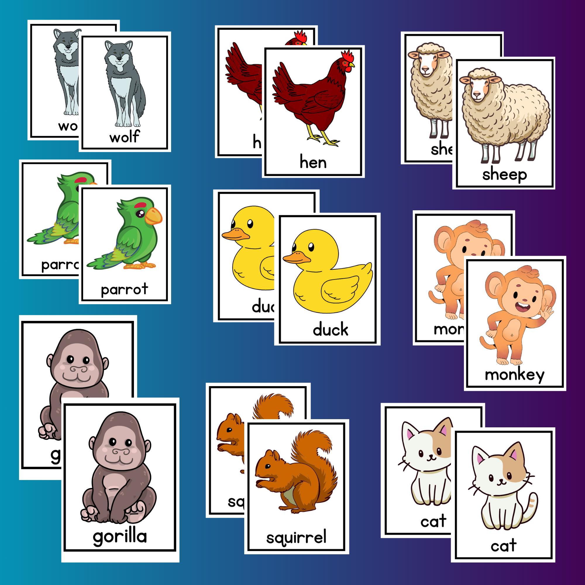 Animal Matching Game for Kids, Memory Matching Game, Educational Game ...