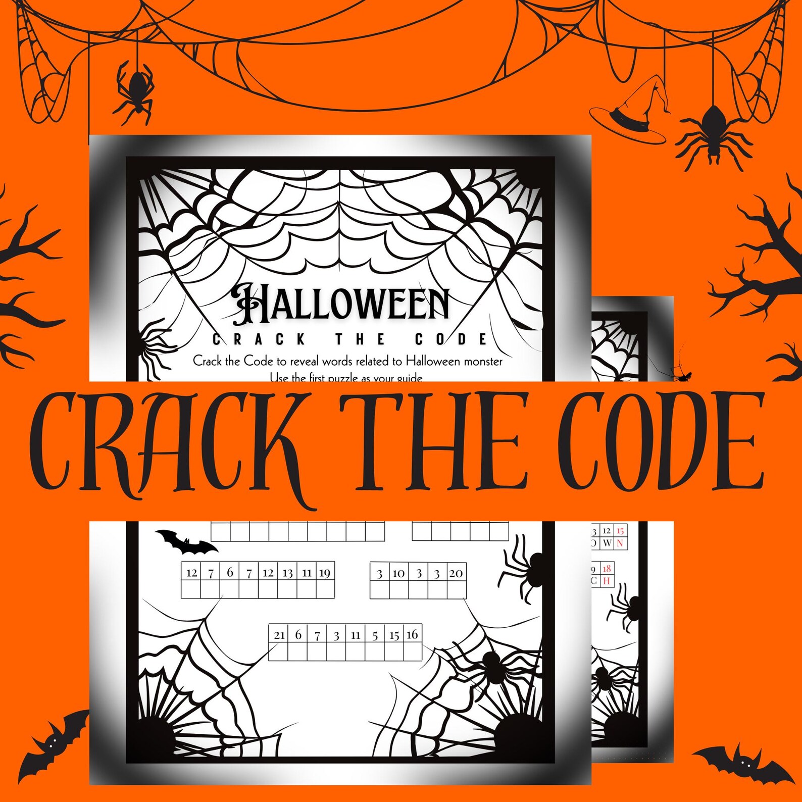 Halloween Crack the Code Printable Activity (PDF) - Etsy