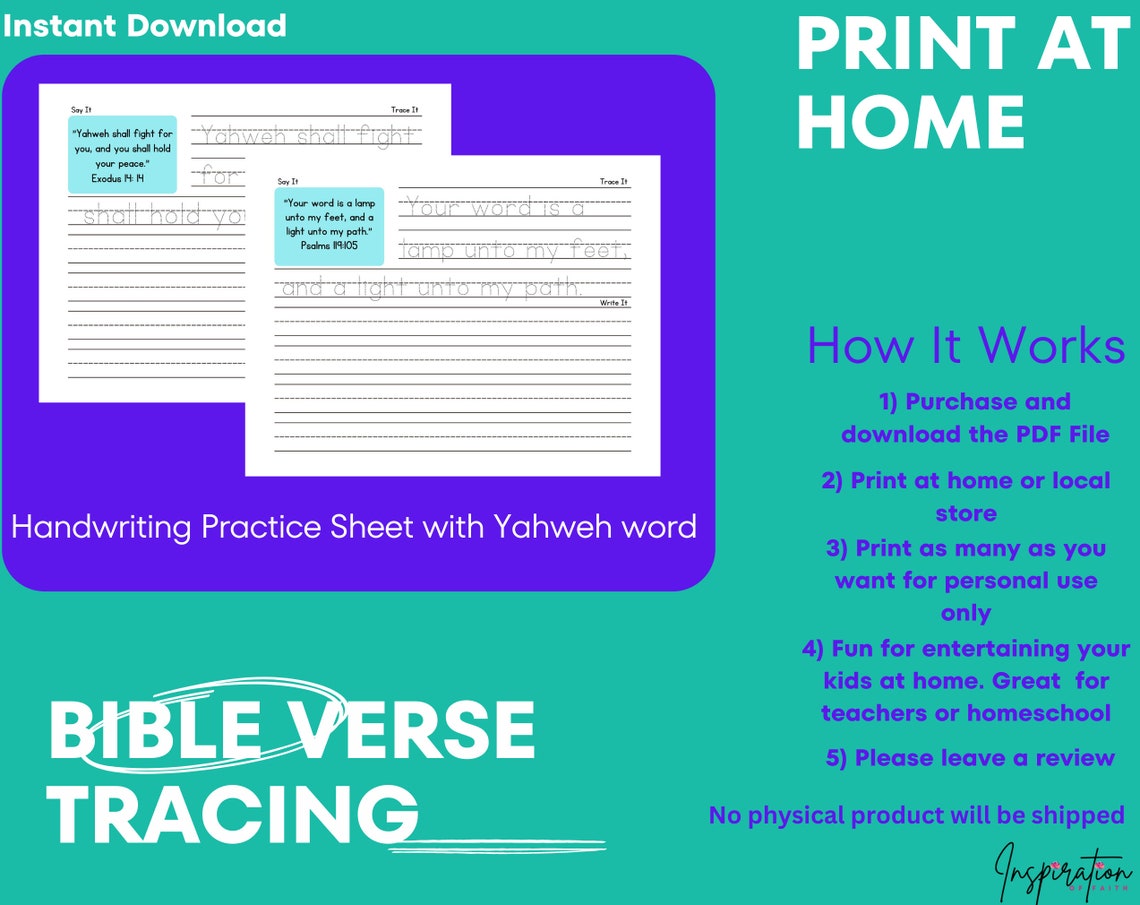 Bible Verse Tracing, Kids Bible Study, Say It Trace It Write It ...