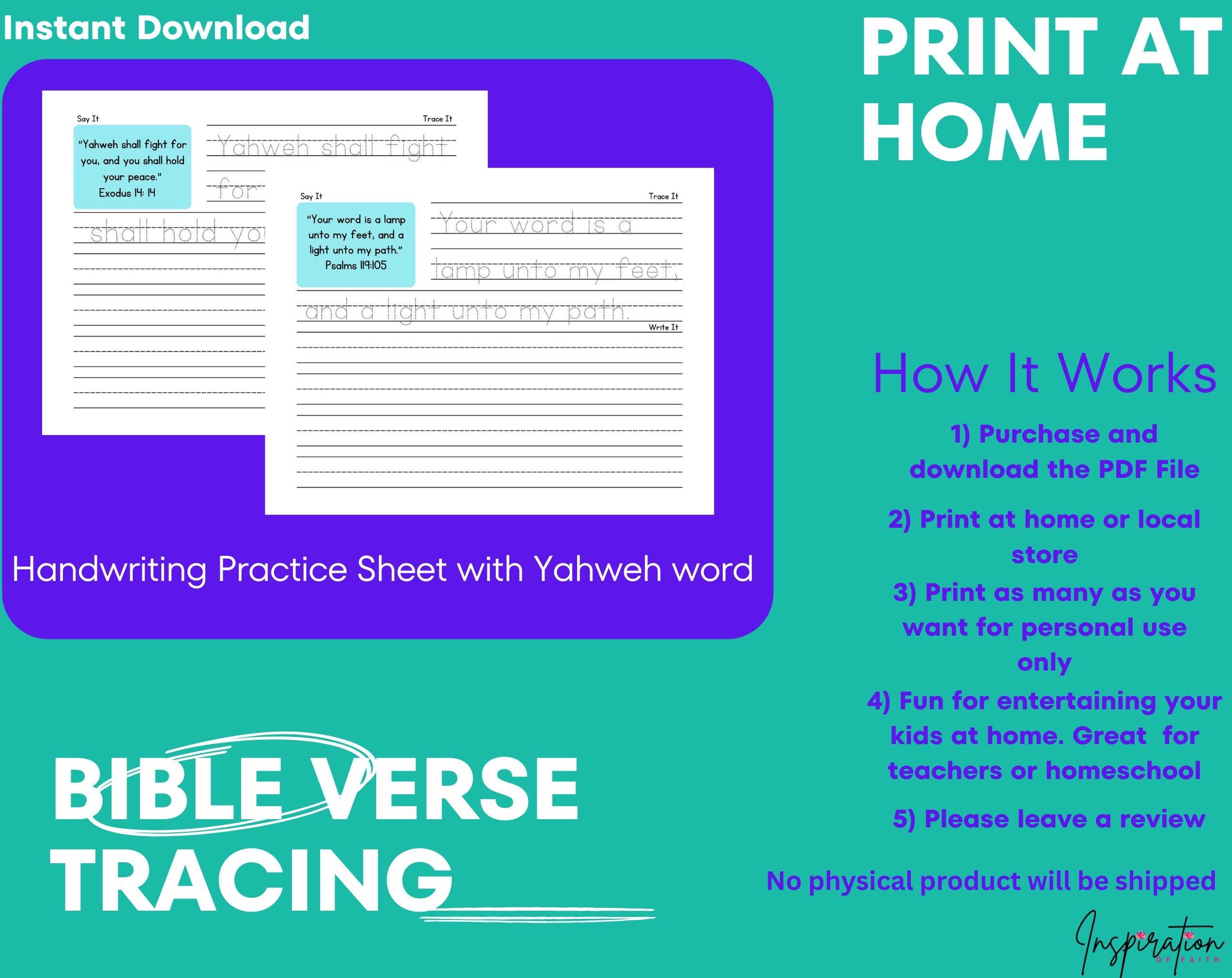 Bible Verse Tracing, Kids Bible Study, Say It Trace It Write It ...