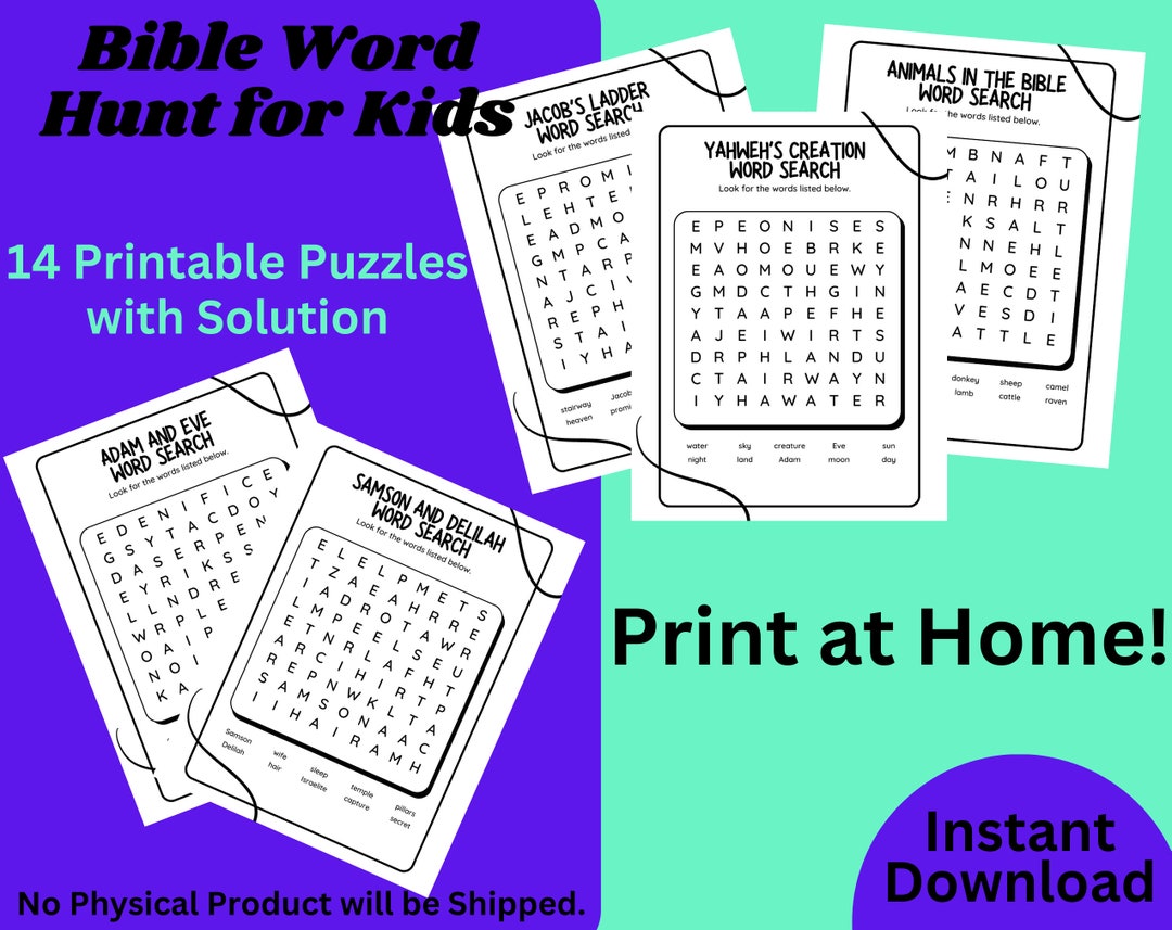 Bible Word Hunt for Kids, Word Hunt Printable, Bible Games for Kids ...