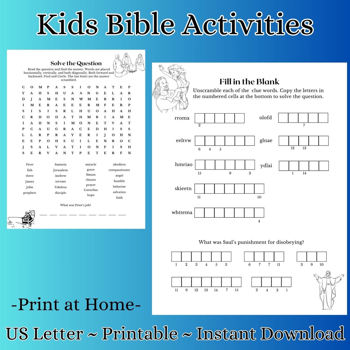 Kids Bible Activity Bundle: Printable Games (PDF Download) - Etsy