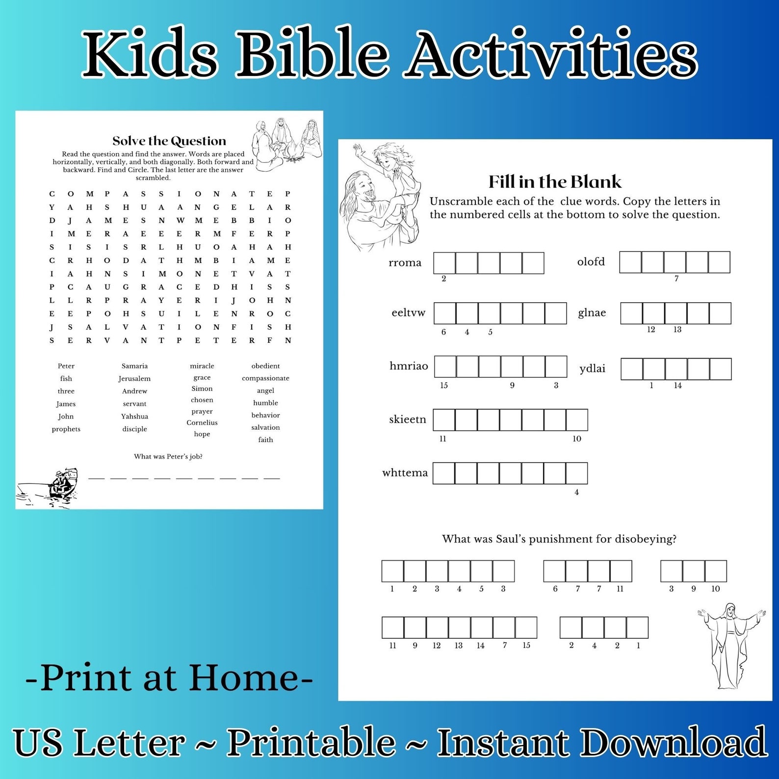 Kids Bible Activities, Bible Games Bundle, Bible Games for Kids ...
