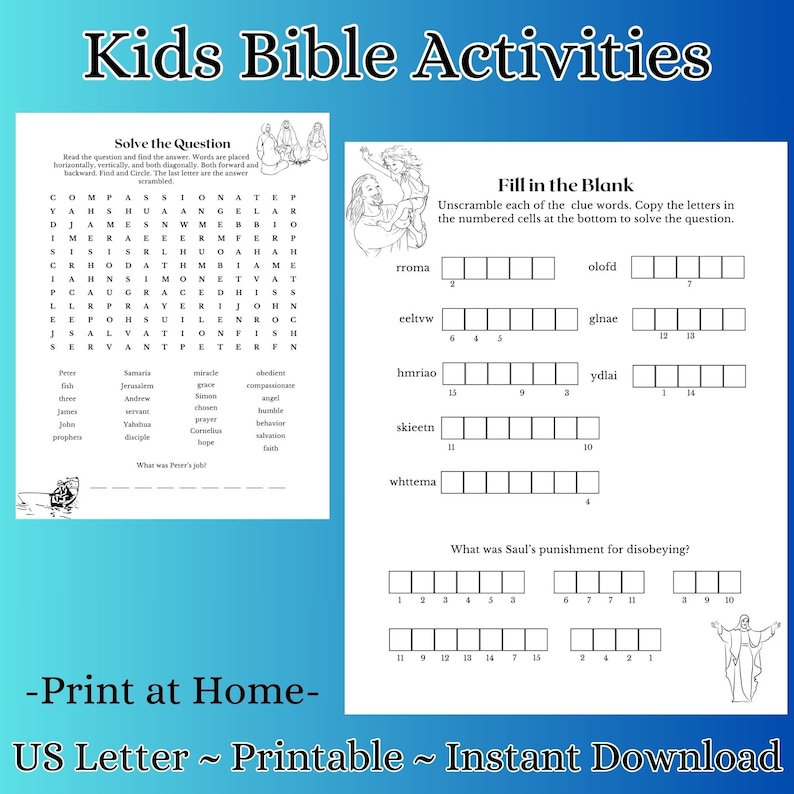 Kids Bible Activity Bundle: Printable Games (PDF Download) - Etsy