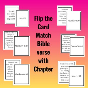 Bible Verse Matching Game, Scripture Cards, Scripture Memory Cards for ...