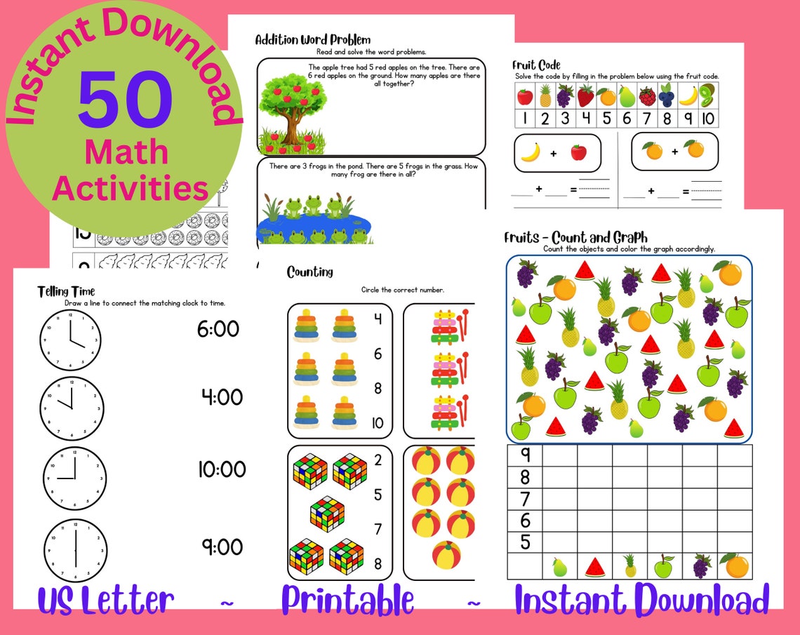 Kindergarten Math Book, Kindergarten Math Printable, Kindergarten Math ...