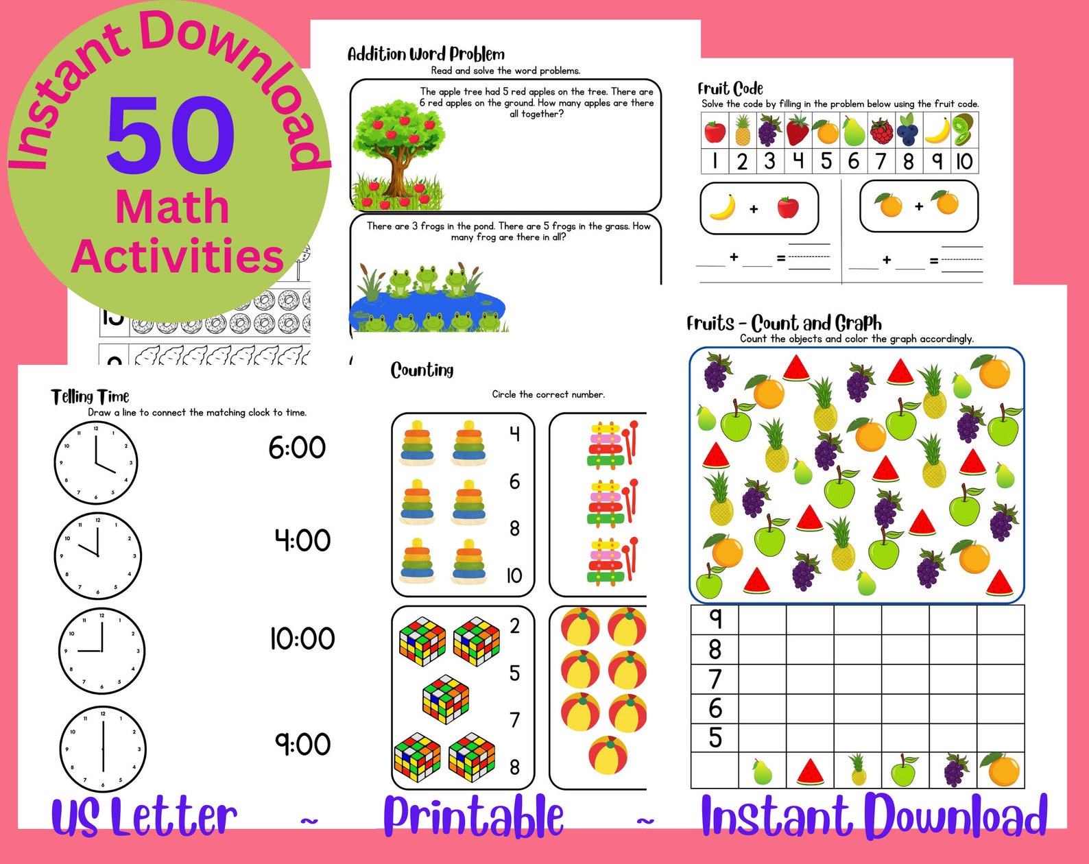 Kindergarten Math Book, Kindergarten Math Printable, Kindergarten Math ...