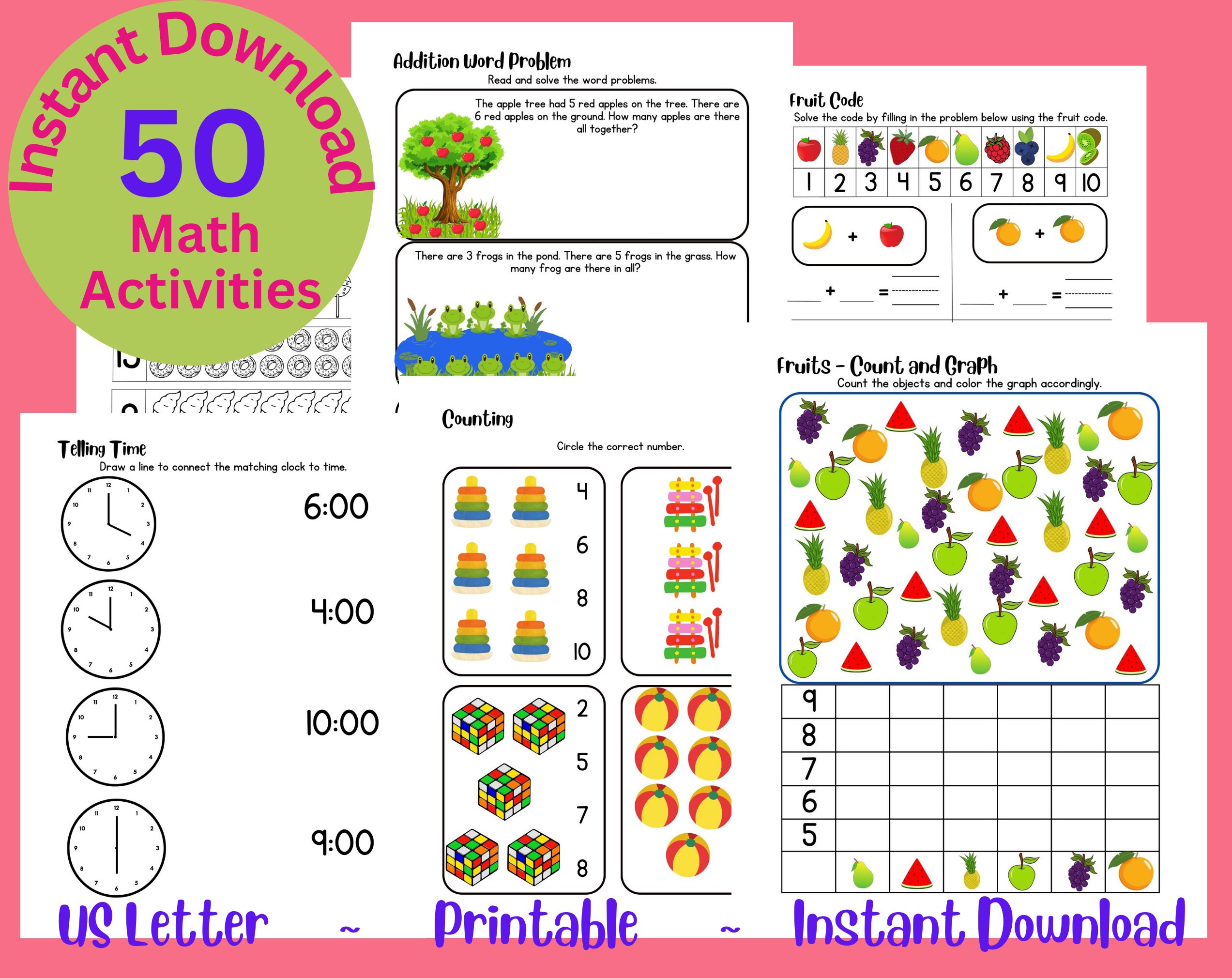 Kindergarten Math Book, Kindergarten Math Printable, Kindergarten Math ...