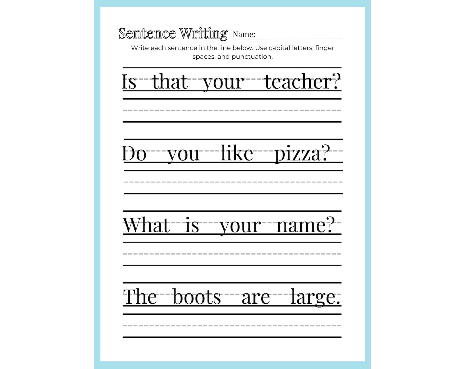 25 Printable Write the Sentence Worksheet, Sentence Writing Practice ...
