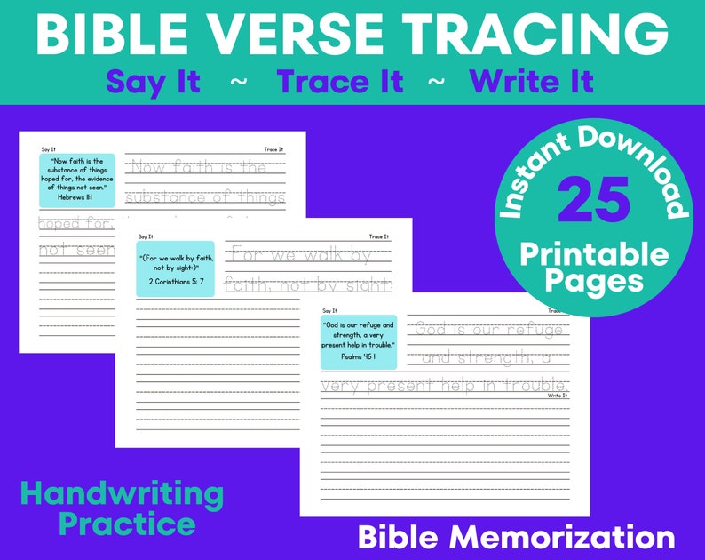 Bible Verse Tracing, Kids Bible Study, Say It Trace It Write It ...