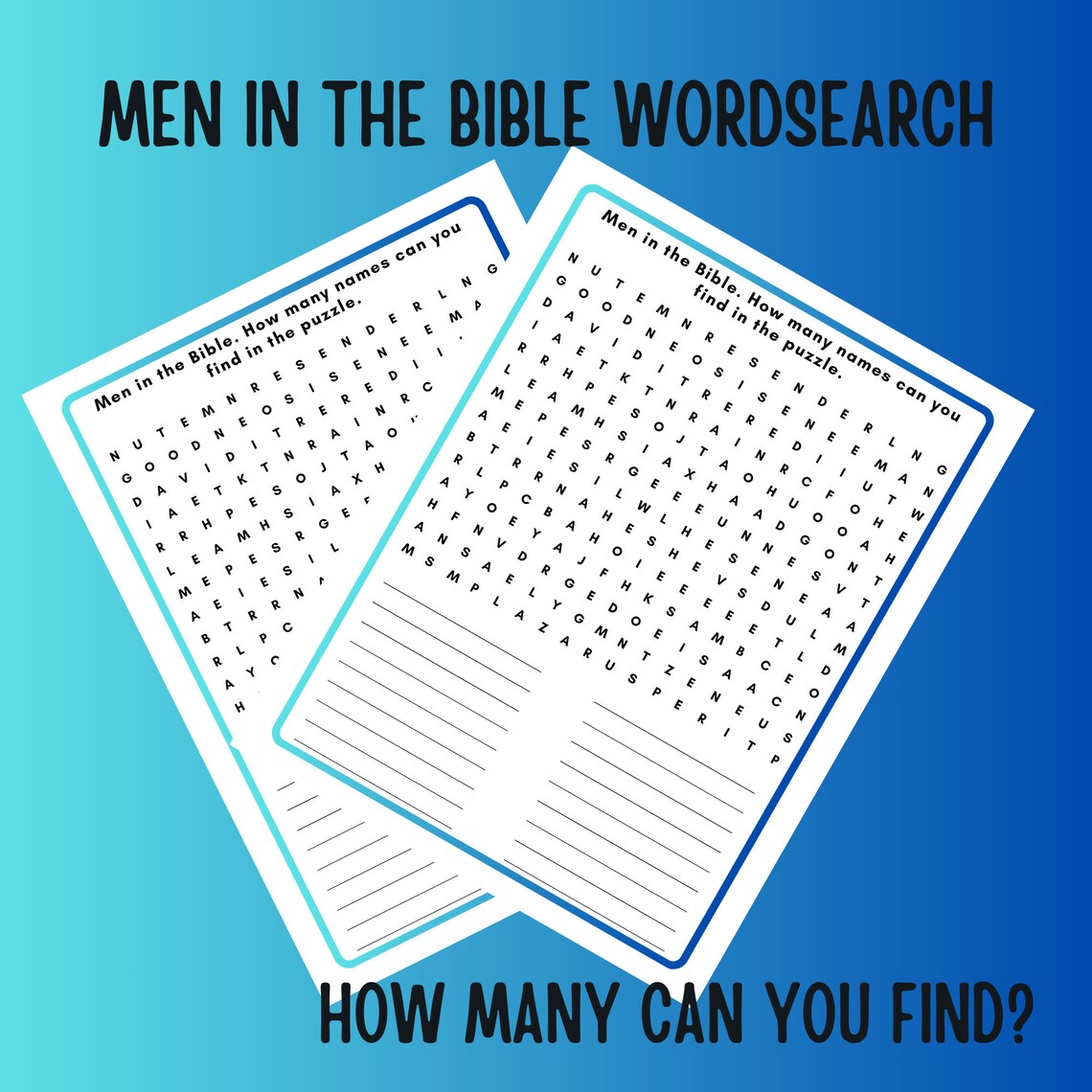 Men in the Bible Wordsearch: Printable Puzzle (PDF) - Etsy