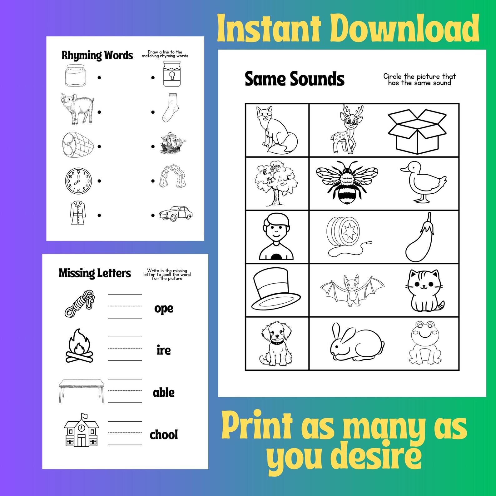 Beginning Sounds Worksheet: Preschool Alphabet Activity (PDF Download ...